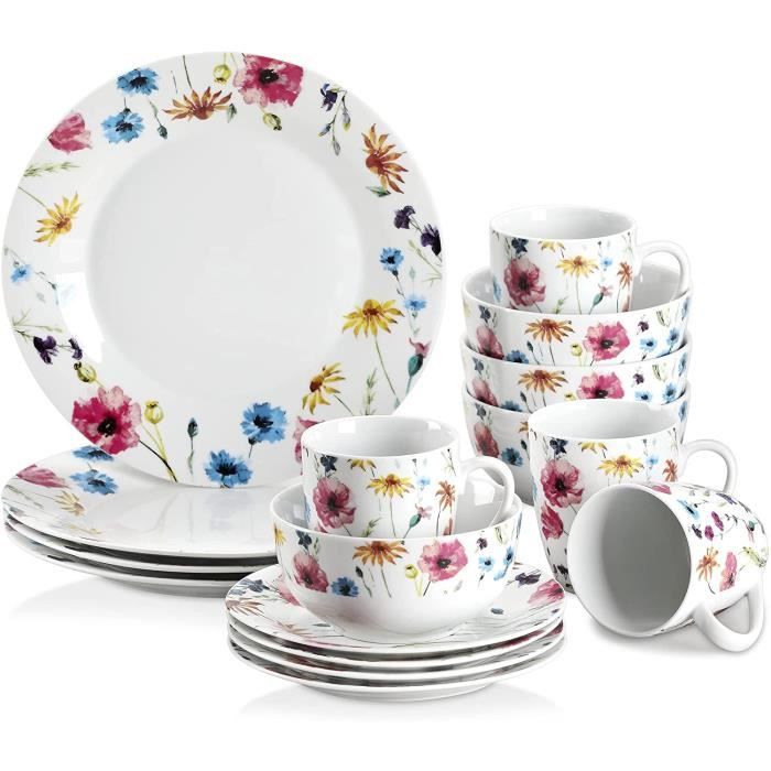 Service de Table Complet en Porcelaine,16 Pièces pour 4 Personnes ... Service de Table Complet en Porcelaine,16 Pièces pour 4 Personnes ...