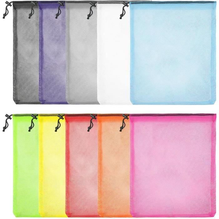 Lot De 10 Sacs En Maille Colorée Avec Cordon De Serrage, Sac À Linge ...