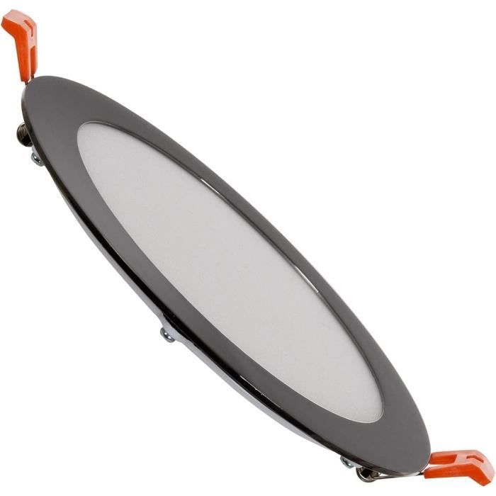 Dalle LED Downlight Spot Encastrable Ronde Extra-Plate 12W Black Coupe Ø 155 mm Blanc Froid ...