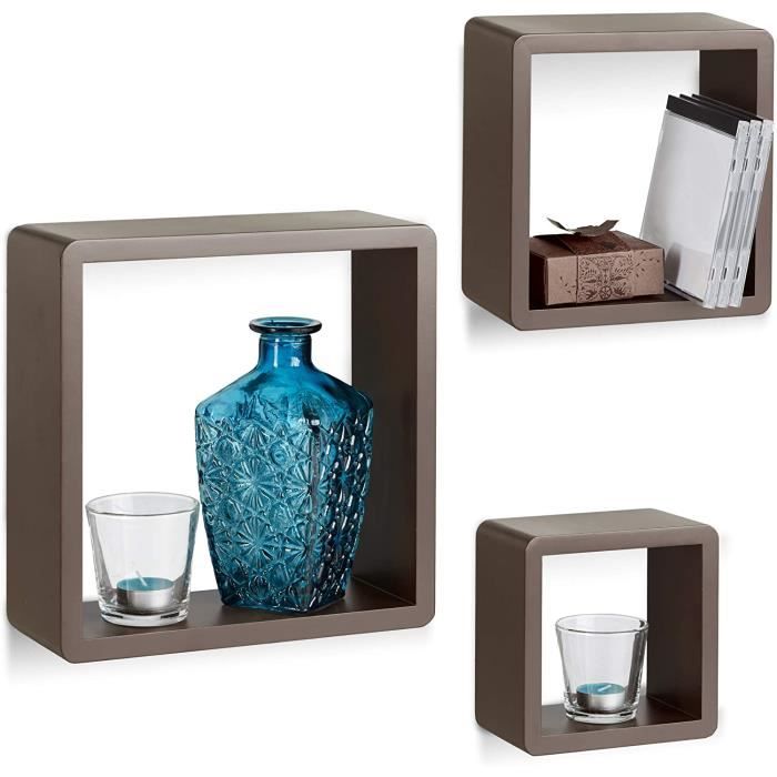 Étagères murales cubes carrés lot de 3 casiers livres décoration salon ...