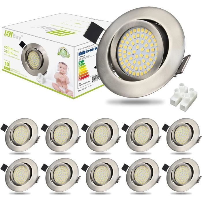 Spots Led Ultra Plats Spots Encastrés Orientables 230V 3,5W Acier Inoxydable Brossé Luminaires ...