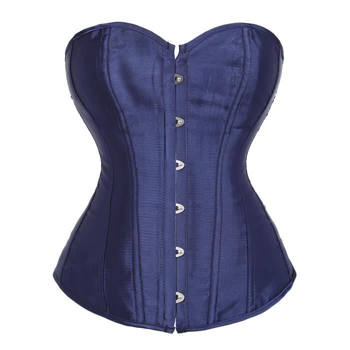Corset et bustier en satin doré pour femme,corsage victorien bleu ...