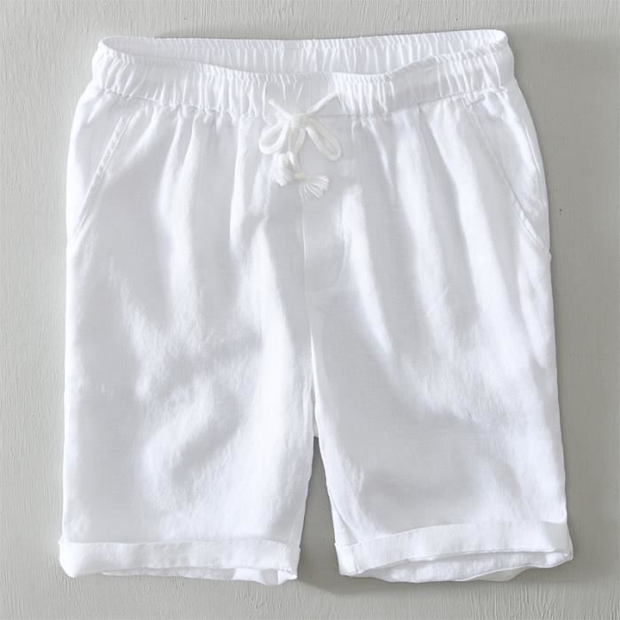Short,Short en lin couleur bonbon pour homme, 6 couleurs, pour plage ...