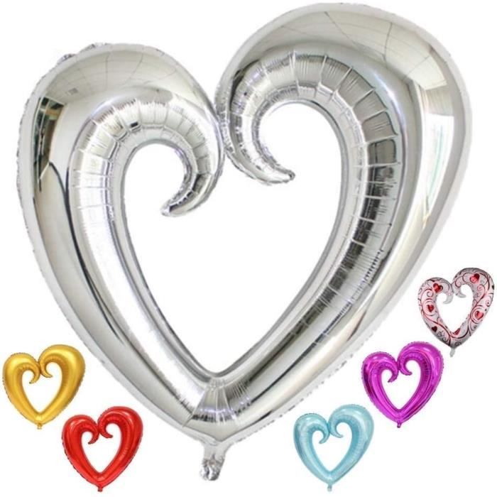 Gigantesque Ballon Coeur Xxl Argent, Ballon En Forme De Coeur Creux ...