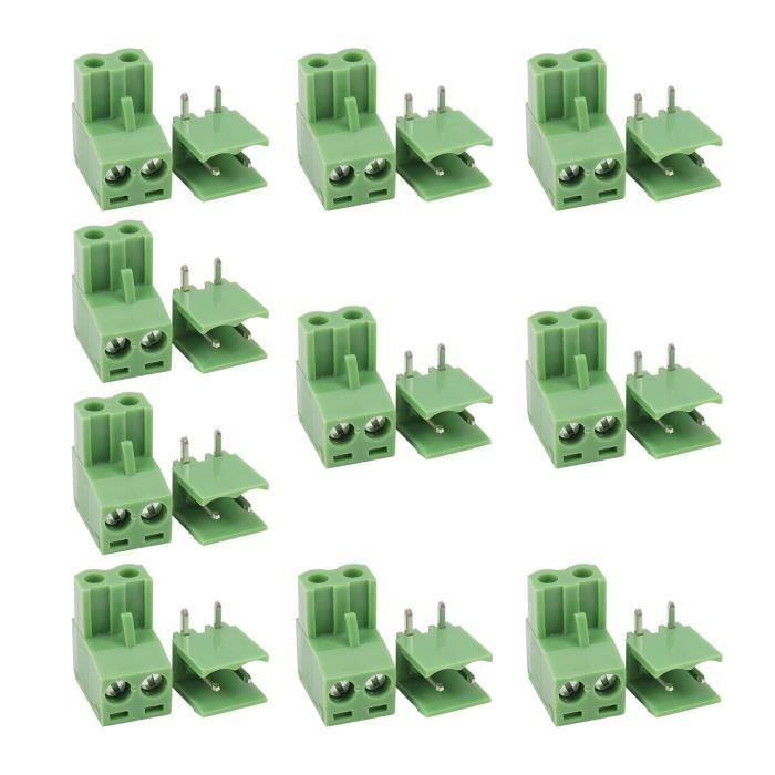 10 Pcs 5.08Mm Pas 2Pin Plug-In Vis PCB Bornier Connecteur Angle Droit ...
