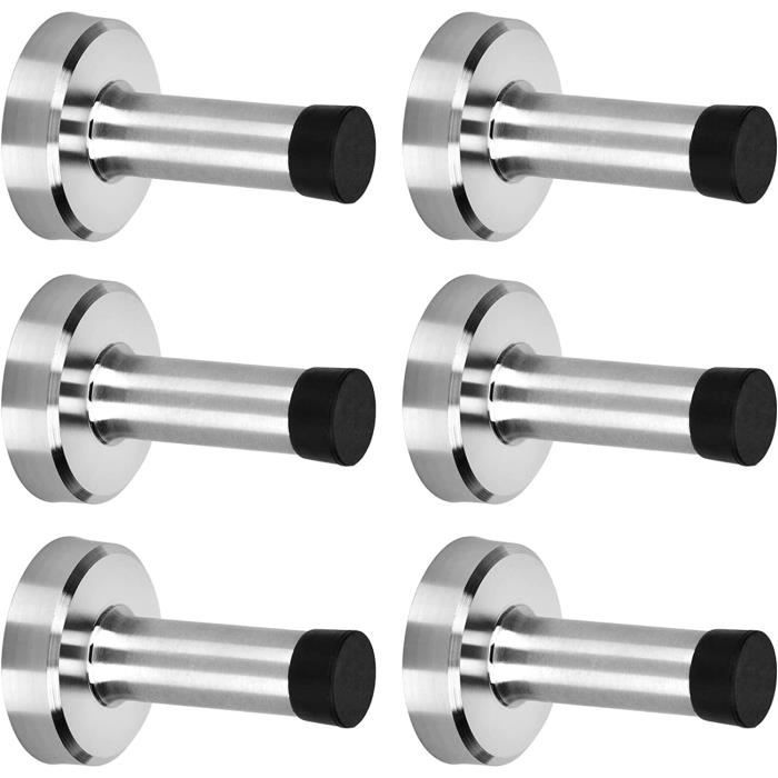 Zoutpy Lot de 6 butoirs de porte autocollants en acier inoxydable sans ...