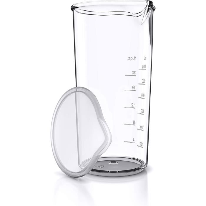 Arendo - Verre doseur en plastique gradué 600 ml et 20 onces - verre mesureur transparent ...