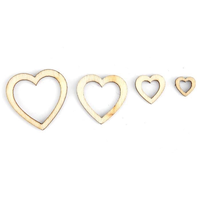 TMISHION Artisanat en bois en forme de coeur creux 200 pièces en forme ...