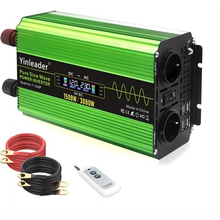 Convertisseur 12V 220V 1500W -3000W Convertisseur De Tension À Pur Sinus 12V 230V Onduleur De ...