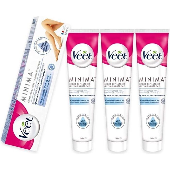 Veet Minima Crème Dépilatoire Peaux Sensibles, Le tube de 200ml, Lot de 3 - Cdiscount Au quotidien