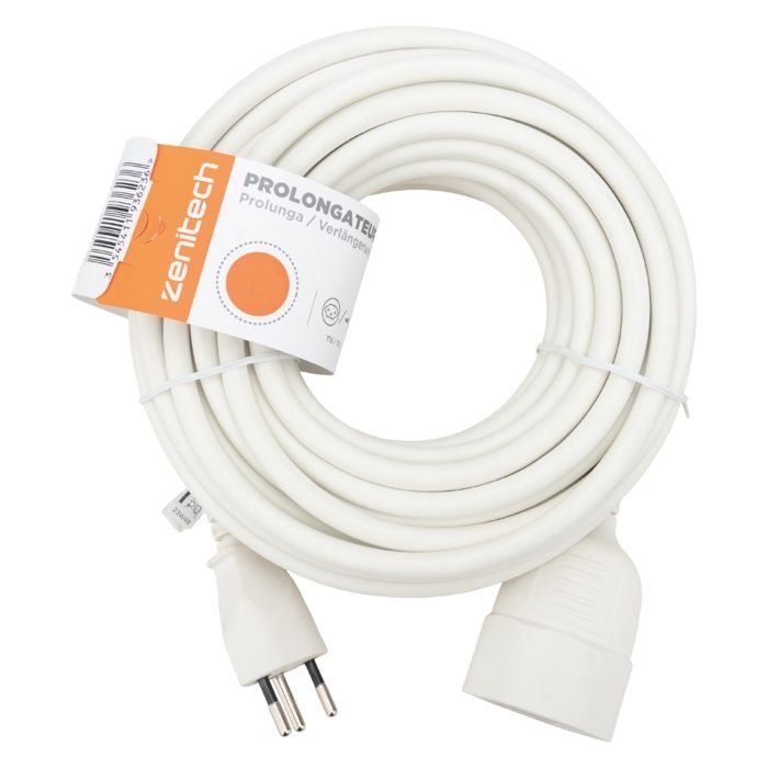 Prolongateur suisse T12/T13 H05VV-F 3x1,5mm² 5m - Blanc - Zenitech - Cdiscount Bricolage
