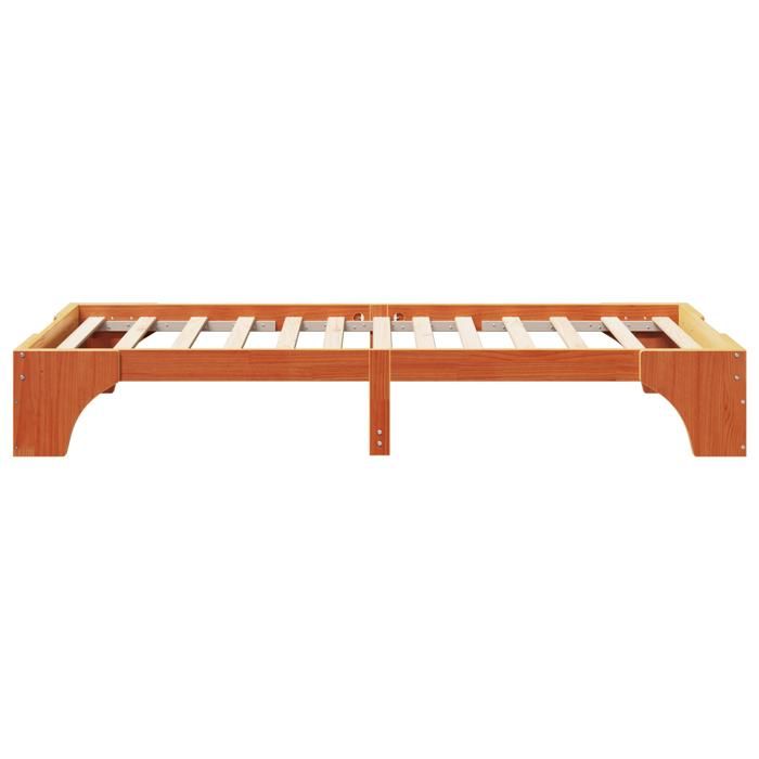 Moderne Lit 1 place - Cadre de lit Adulte Marron ciré Bois massif 90 x ...