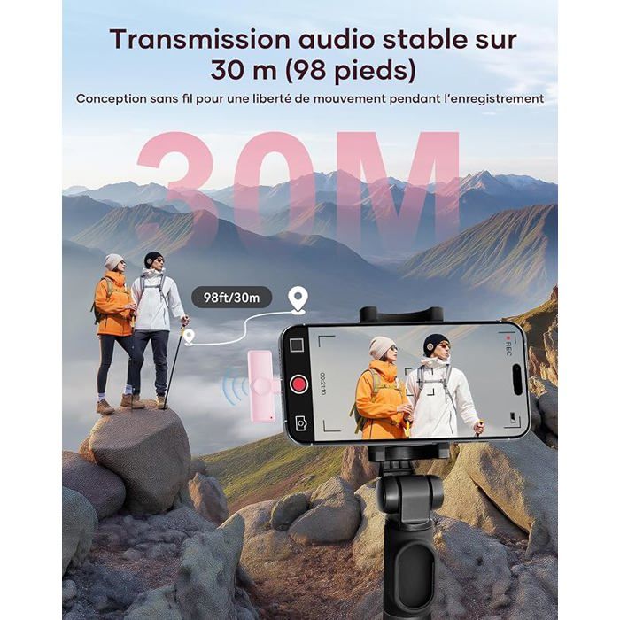 Micro cravate sans fil, lot de 2 mini micros avec réduction de bruit ...