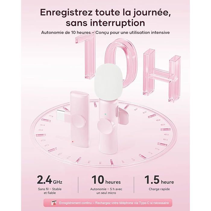 Micro cravate sans fil, lot de 2 mini micros avec réduction de bruit ...