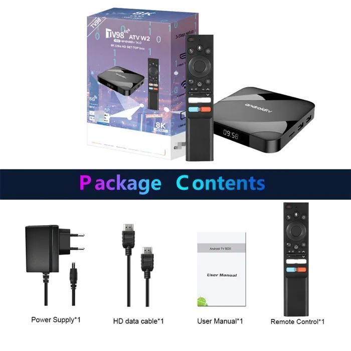 Boîte TV Android TV98 ATV, OUTUOTWQ Android 14 TV BOX Amlogic S905W2 ...