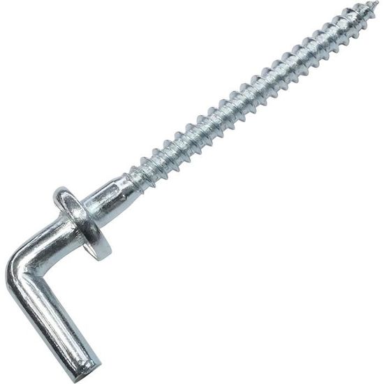 C48202 Lot de 10 Crochets à visser en forme "L" à bois avec rondelle Ø3.5x51mm en acier zingué ...