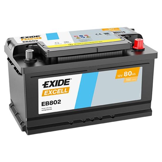 BATTERIE EXIDE EXCELL LB4 12V 80AH 700A 315X175X175 +D EB802 ...