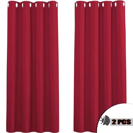 Rideau Occultant Oeillets Rouge - Design Moderne - 140x160cm - Lot de 2 ...