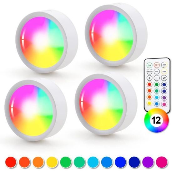 Spot Led Sans Fil, Dimmable 4 Couleurs Lampe Placard A Pile Avec ...