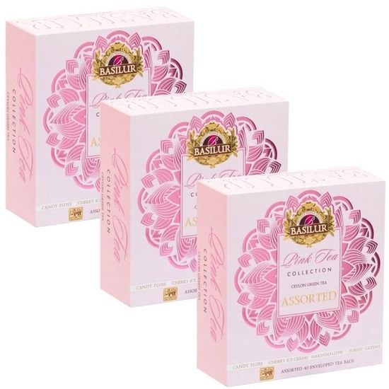 BASILUR Pink Tea - Coffret de thés verts de Ceylan en sachets, 40x1,5g ...