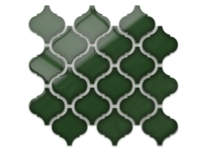 MOSAÏQUE CÉRAMIQUE ARABESQUE VERT FONCÉ mosaïque 27,5 x 24,3 cm ...
