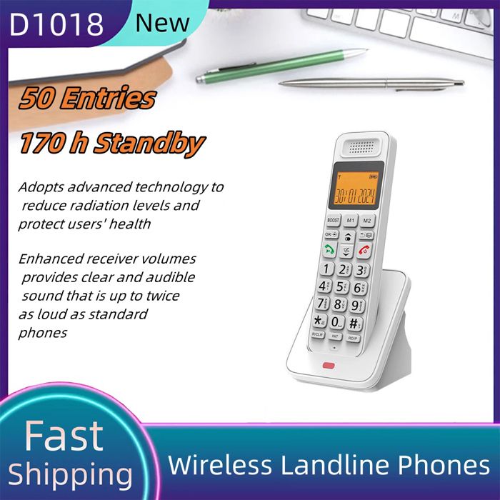 D1018 Téléphone fixe sans fil LCD avec recomposition d’appel mains ...