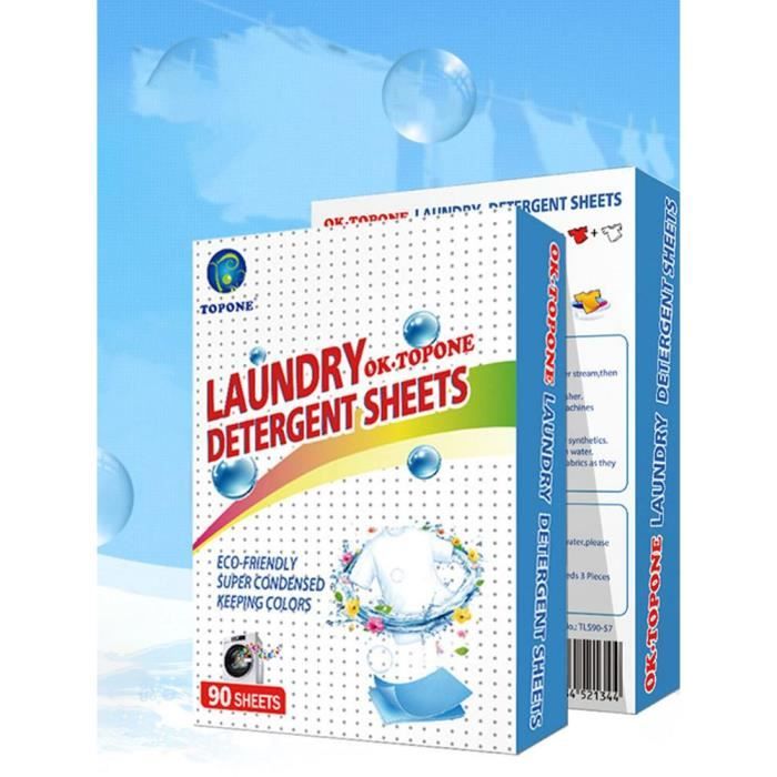 Feuilles de Papier de Lavage, 90 Pièces, Détergent à Lessive Naturel ...