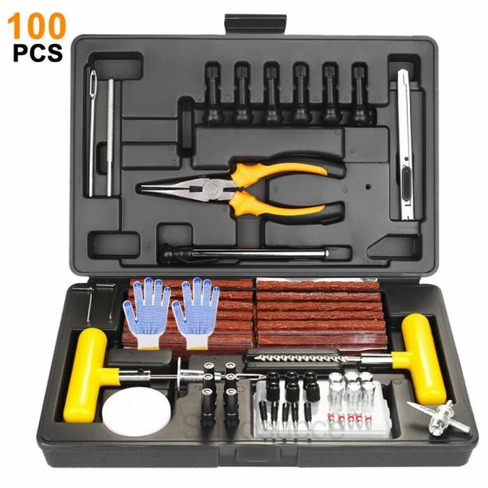 Kit universel'outils de réparation de pneus de voiture, 100 pièces, Van ...