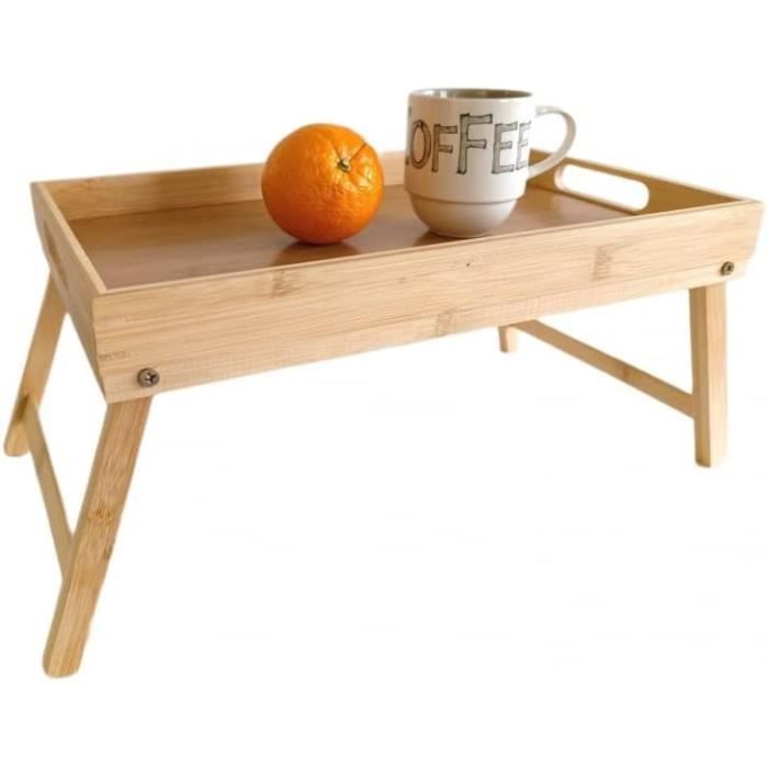 Plateau Pour Lit En BambouTable Avec Pieds PliablesNaturel44 X 27 X 22 ...