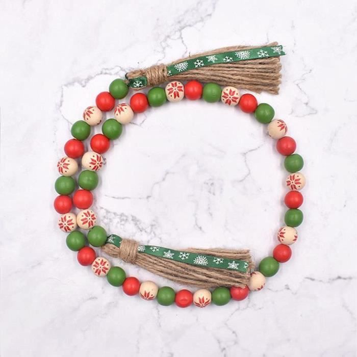 Couronne de Perle en Bois de Noël Cheminée Cheminée Suspendante Flocon ...