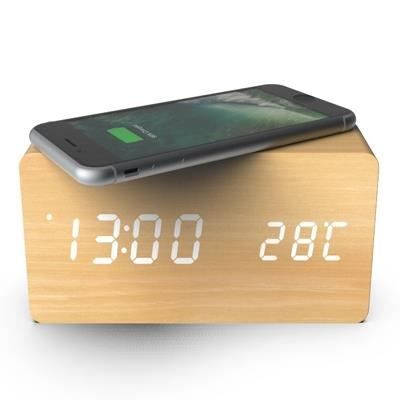 WOOD Réveil Qi Chargeur Thermomètre Bois Natural EVOOM - Cdiscount Maison