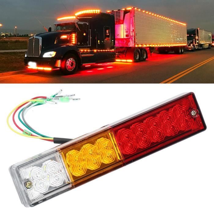 Lumière de remorque de camion LED Paire 12V 20LEDS RECTANGULAIRE LAMBRE ...