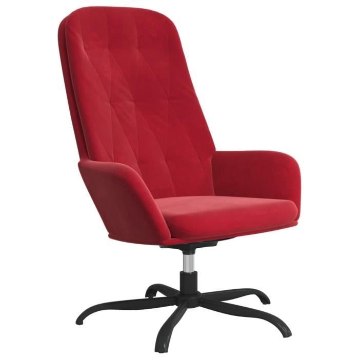 ZHU Chaise de relaxation avec repose-pied Rouge bordeaux Velours Bon ...