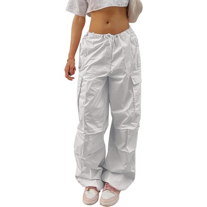 Pantalon Parachute Femme Large Baggy Y2K Pantalon Cargo Decontracter ...
