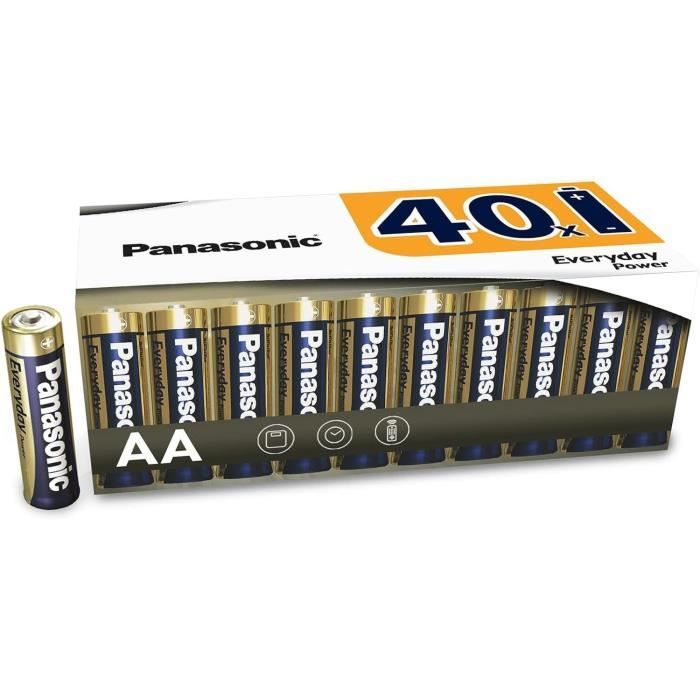 Pack 40 Piles Alcalines Everyday Power SILVER Batterie AA 1,5V ...