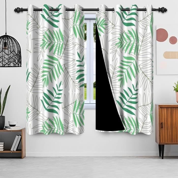 Rideaux Occultant Feuilles Vert, Rideaux Occultant Abstrait Feuillage ...