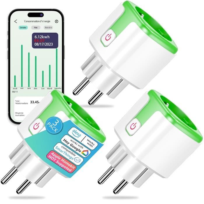 Prise Connectée Intelligente 3 Packs, Vesync App Télécommande, Suivi De ...