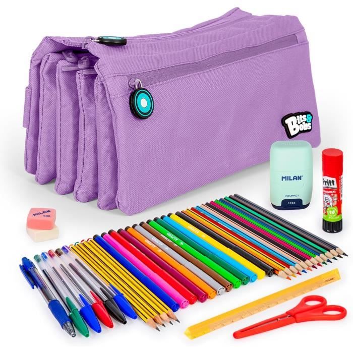 Ensemble De Trousse Scolaire Quadriple Avec 4 Fermetures Éclair Et ...