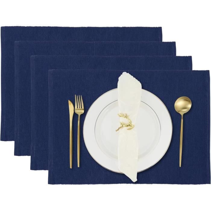 Napperons en Coton 49 x 33 cm Set de Table en Tissu Lavable Résistant à ...