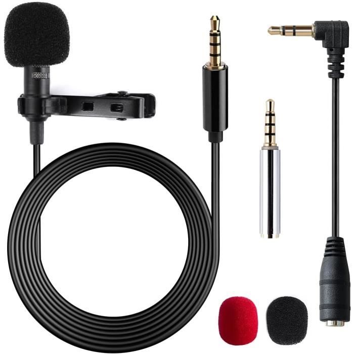 Micro Cravate Pour Smartphone, 3.5Mm Audio Jack Microphone Condensateur Omnidirectionnel Cravate ...