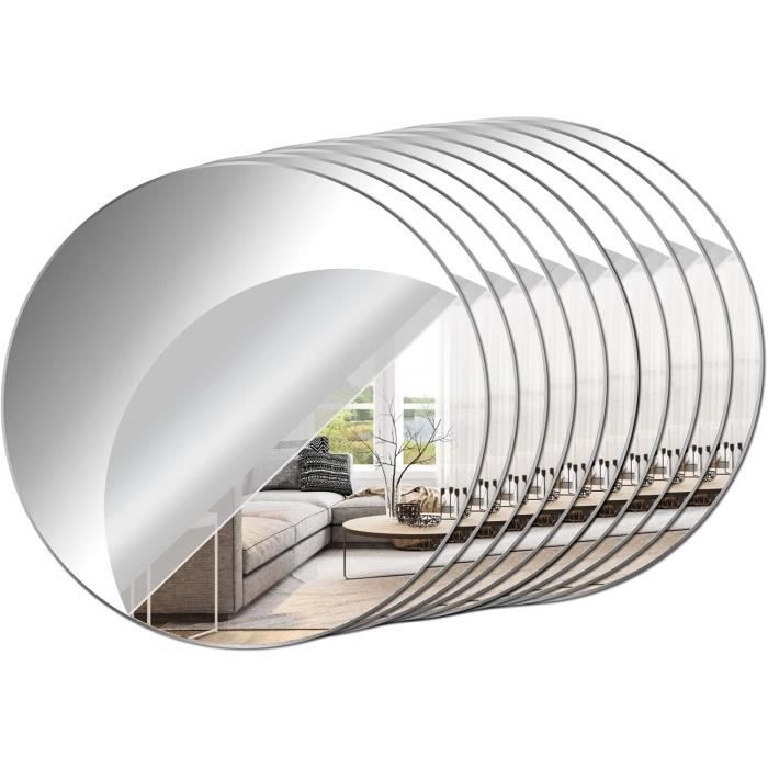 10 pièces autocollants de miroir mural rond, 15X15Cmx1Mm miroir mural ...