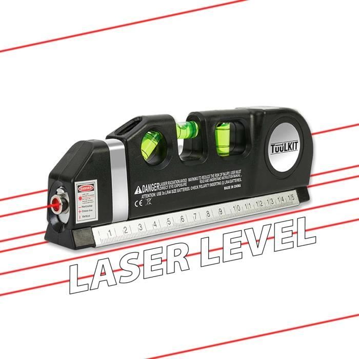 Niveau laser multifonction en 1 - 3 niveaux, 3 pointeurs laser rouges ...