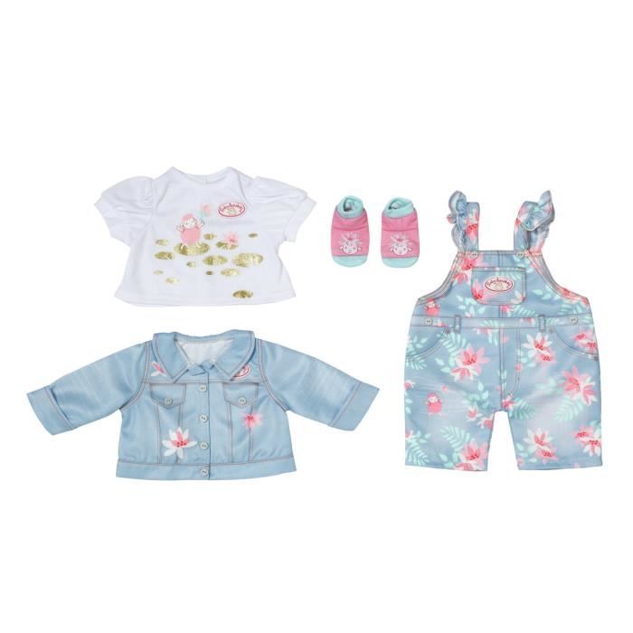 Ensemble Baby Annabell Active Deluxe en jeans 43 cm - Modèle Floral ...