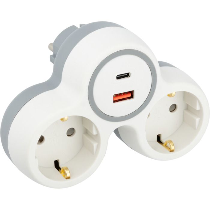 Biplite Schuko 16A + USB A+C 20W - Blanc/Gris - Bolea - Zenitech - Cdiscount Bricolage