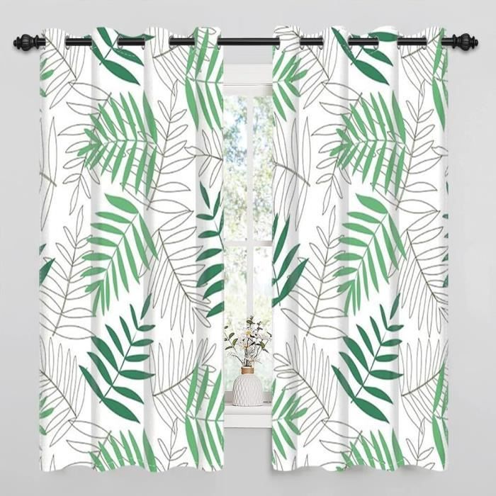 Rideaux Occultant Feuilles Vert, Rideaux Occultant Abstrait Feuillage ...