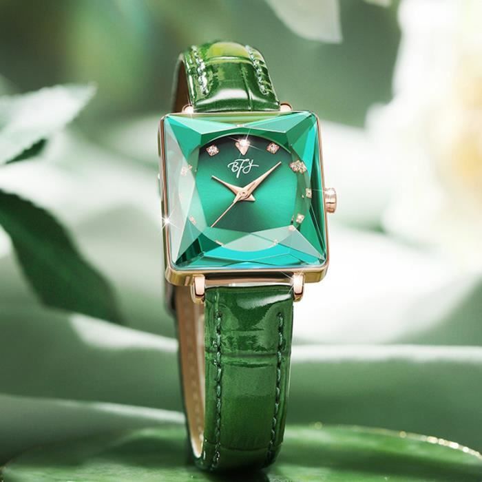 SHARPHY Montre femme de marque quartz cadran carré étanche bracelet en ...