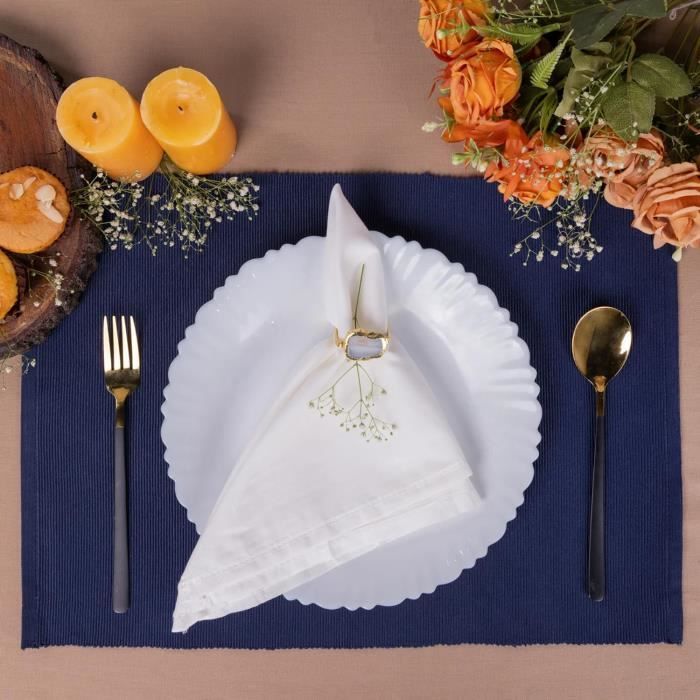 Napperons en Coton 49 x 33 cm Set de Table en Tissu Lavable Résistant à ...