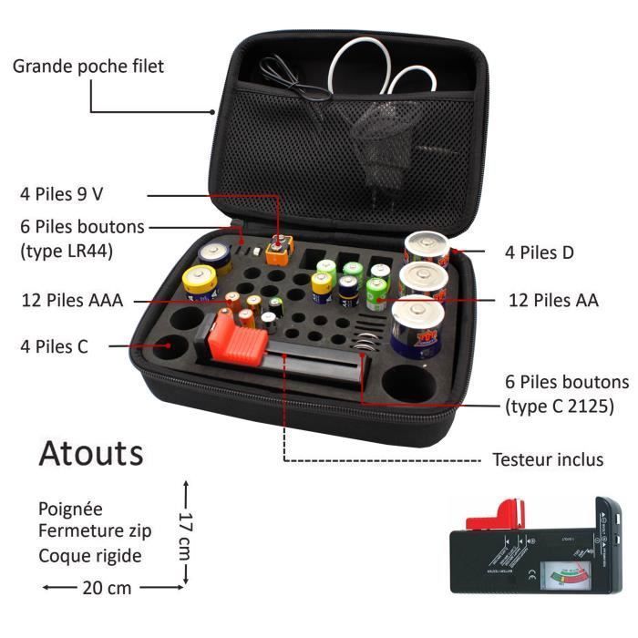 BoÎte de Rangement de Batterie et Piles - Organisateur de Stockage ...