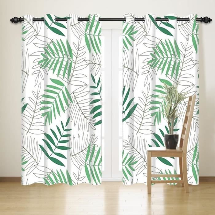 Rideaux Occultant Feuilles Vert, Rideaux Occultant Abstrait Feuillage ...