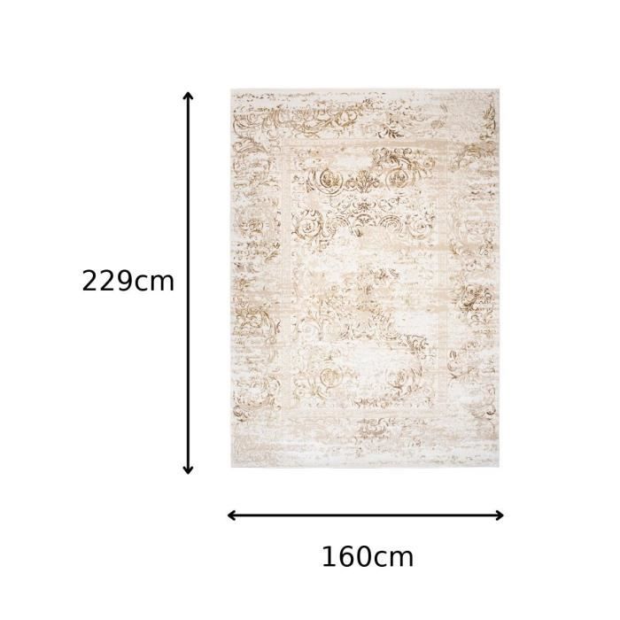 TAPISO Tapis de Salon Chambre HERA Beige Crème Marron Design Floral ...
